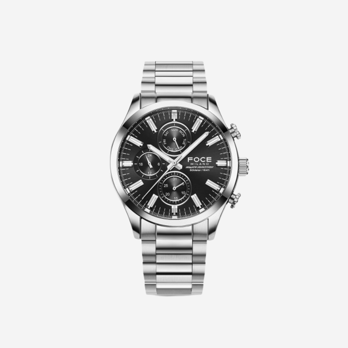 포체 43mm 멀티펑션 메탈 워치 블랙 | Foce | KREAM