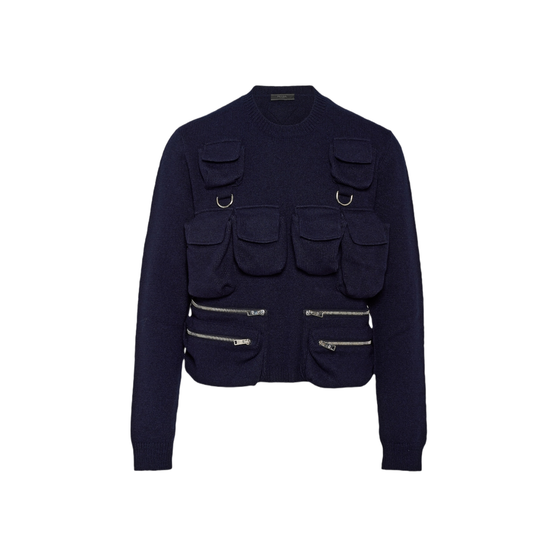 프라다 셰틀랜드 울 크루넥 스웨터 네이비 | Prada | KREAM