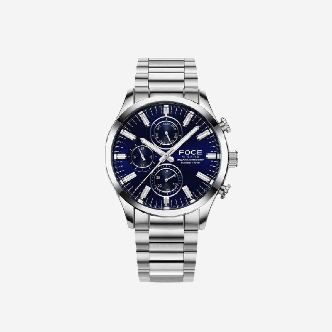 포체 43mm 멀티펑션 메탈 워치 블루 | Foce | KREAM