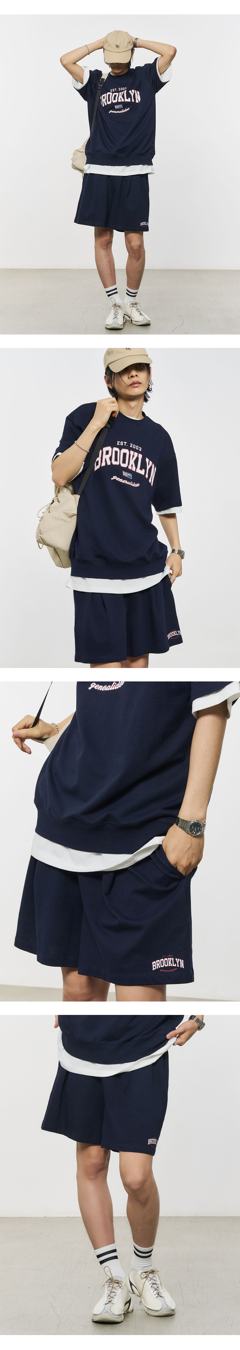 제너럴아이디어 유니섹스 브루클린 미니 쭈리 하프 팬츠 네이비 | GENERAL IDEA | KREAM