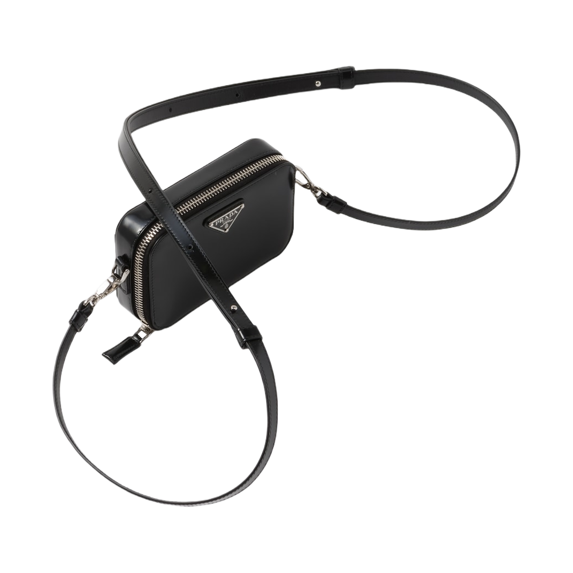 프라다 브러쉬드 레더 미니 파우치 숄더 스트랩 블랙 | Prada | KREAM