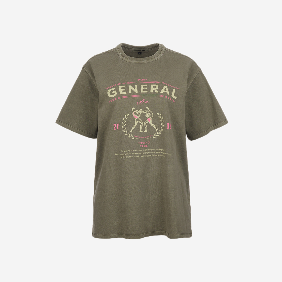 제너럴아이디어 유니섹스 피그먼트 복싱 반팔티 카키 | GENERAL IDEA | KREAM