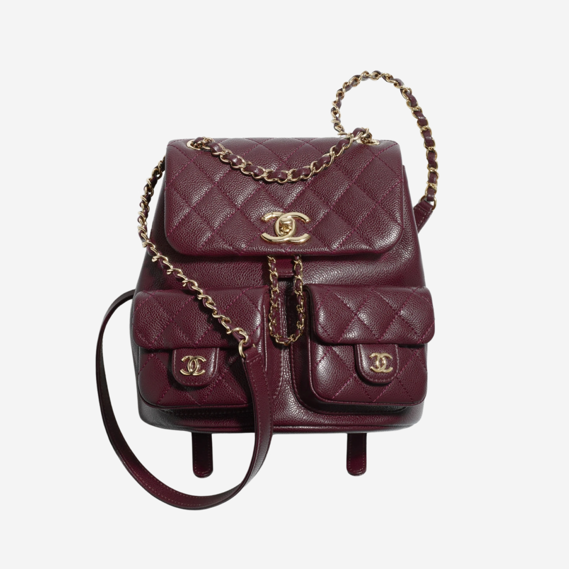 샤넬 백팩 그레인드 카프스킨 & 골드 메탈 다크 버건디 | Chanel | KREAM