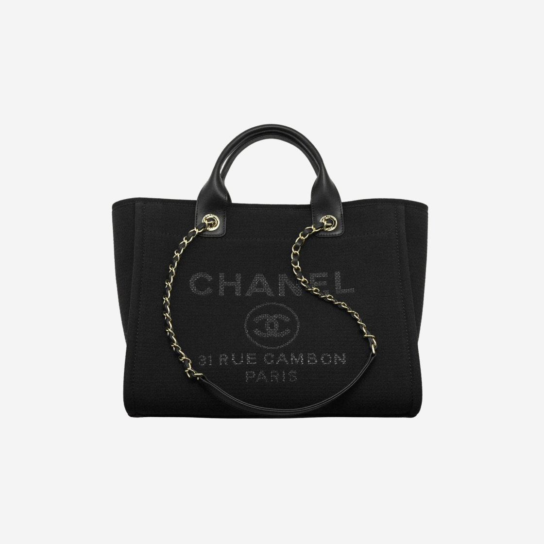 샤넬 쇼핑백 믹스드 파이버 카프스킨 & 골드 메탈 블랙 | Chanel | KREAM
