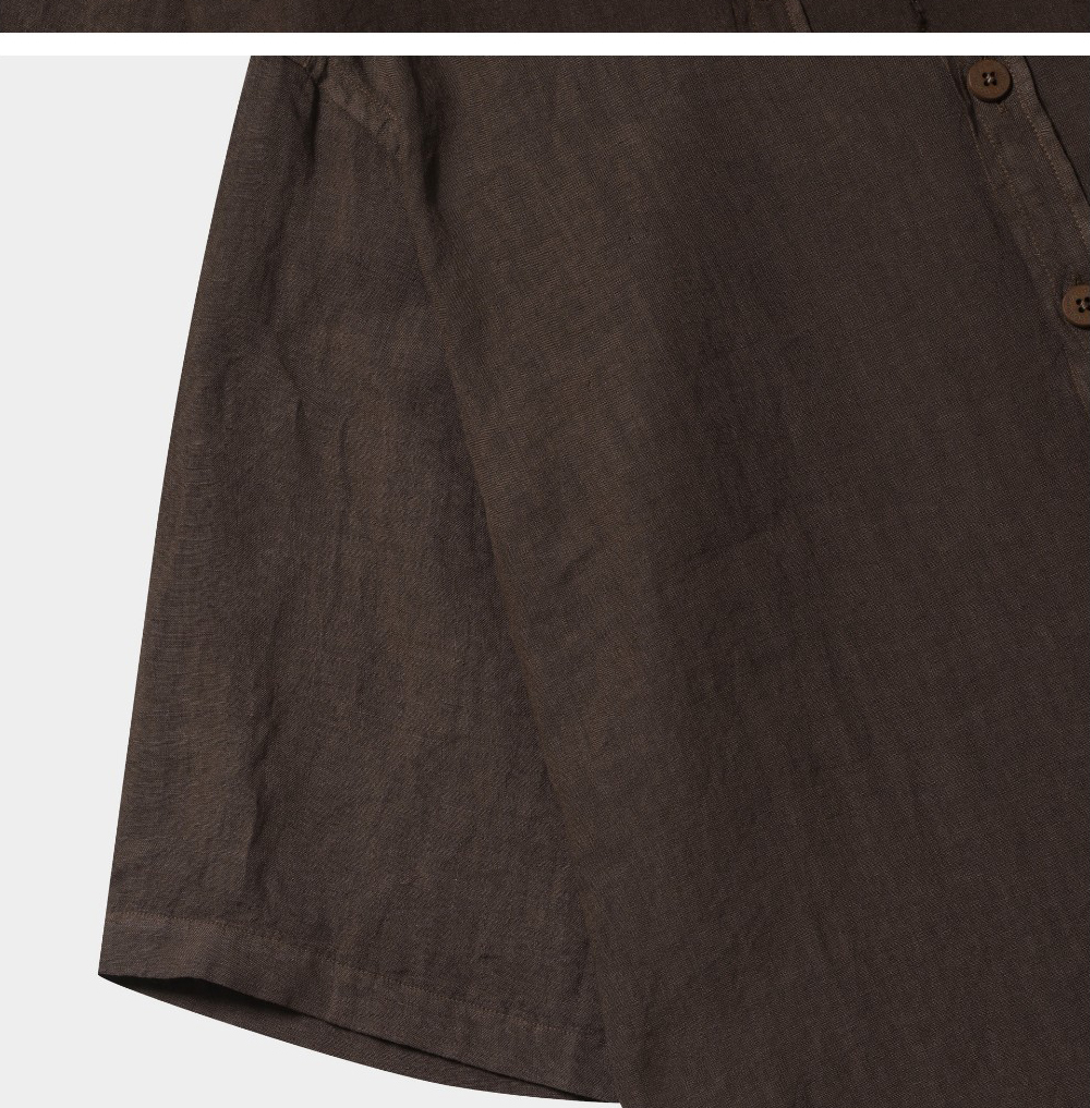 시리즈 코스튬인 하프 슬리브 린넨 셔츠 브라운 | SERIES | KREAM
