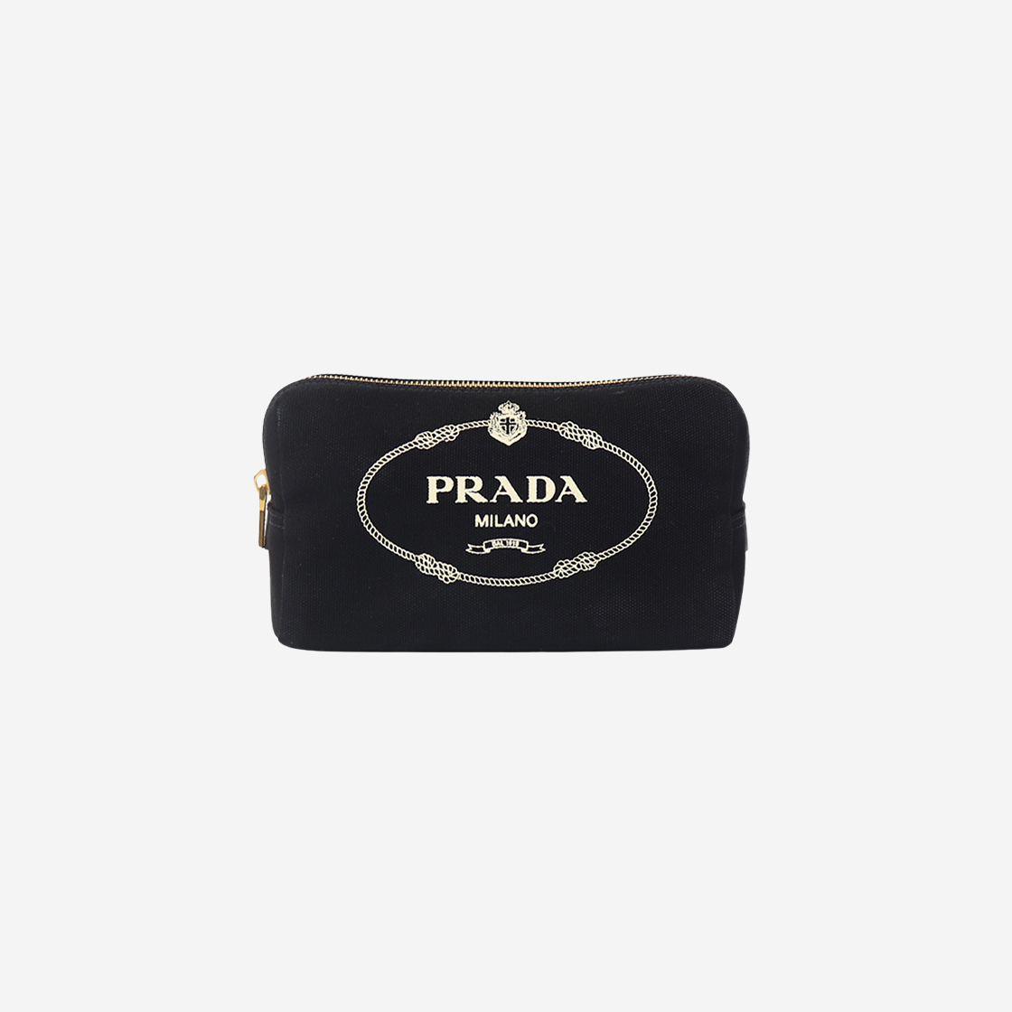 프라다 코튼 캔버스 파우치 블랙 초크 화이트 | Prada | KREAM