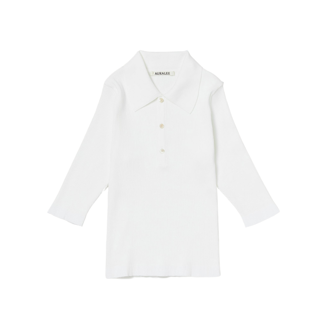 (W) 오라리 기자 하이 게이지 립 니트 폴로 화이트 | Auralee | KREAM