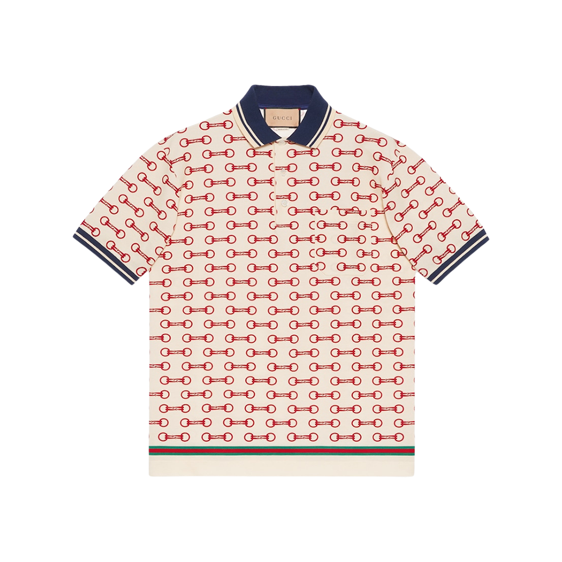 구찌 홀스빗 프린트 코튼 폴로 셔츠 아이보리 레드 | Gucci | KREAM