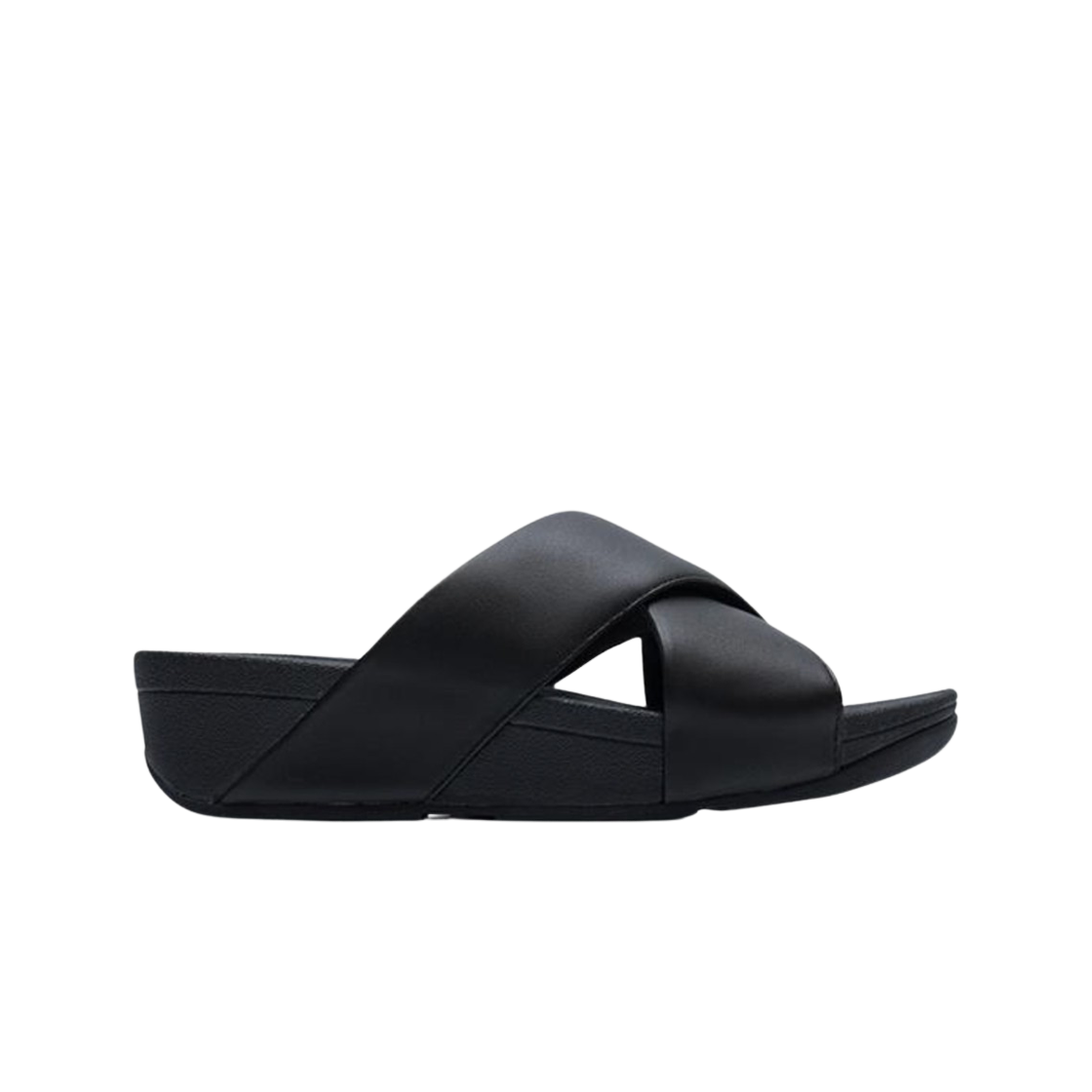 (W) 핏플랍 루루 레더 크로스 슬라이드 샌들 블랙 | FITFLOP | KREAM