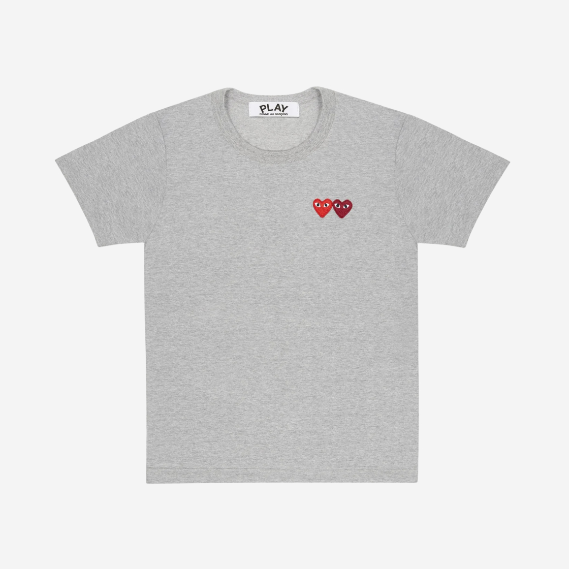 플레이 꼼데가르송 더블 하트 티셔츠 그레이 Play Comme Des Garcons Kream