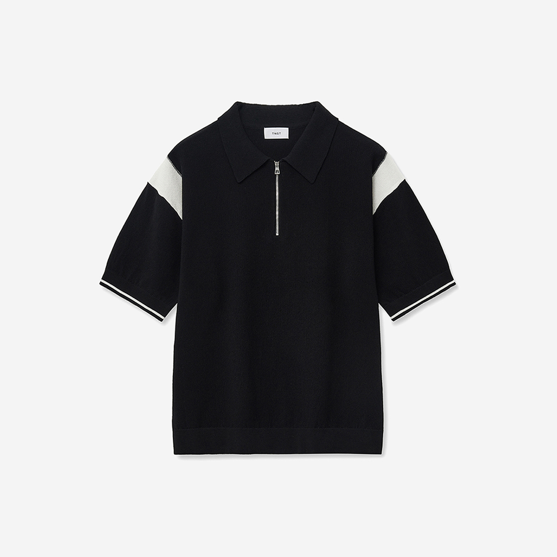 티엔지티 오버핏 바시티 반팔 카라 하프집업 니트 | TNGT | KREAM