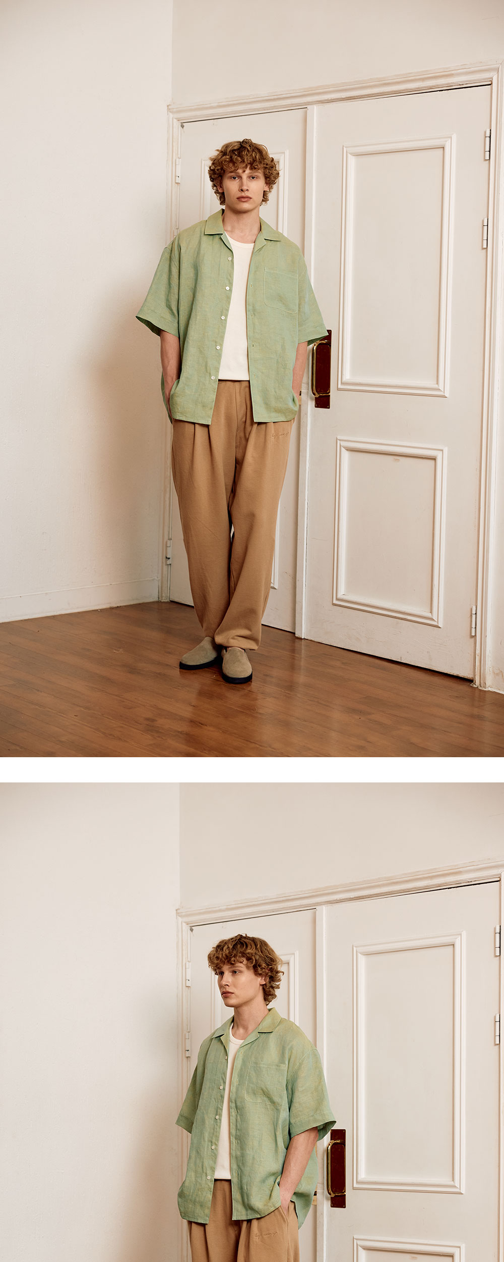 바이랑 코튼 로고 릴렉스드 팬츠 베이지 | BY RANG | KREAM