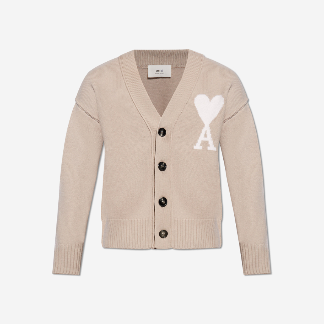 아미 빅 하트 로고 가디건 오프 화이트 베이지 | AMI | KREAM