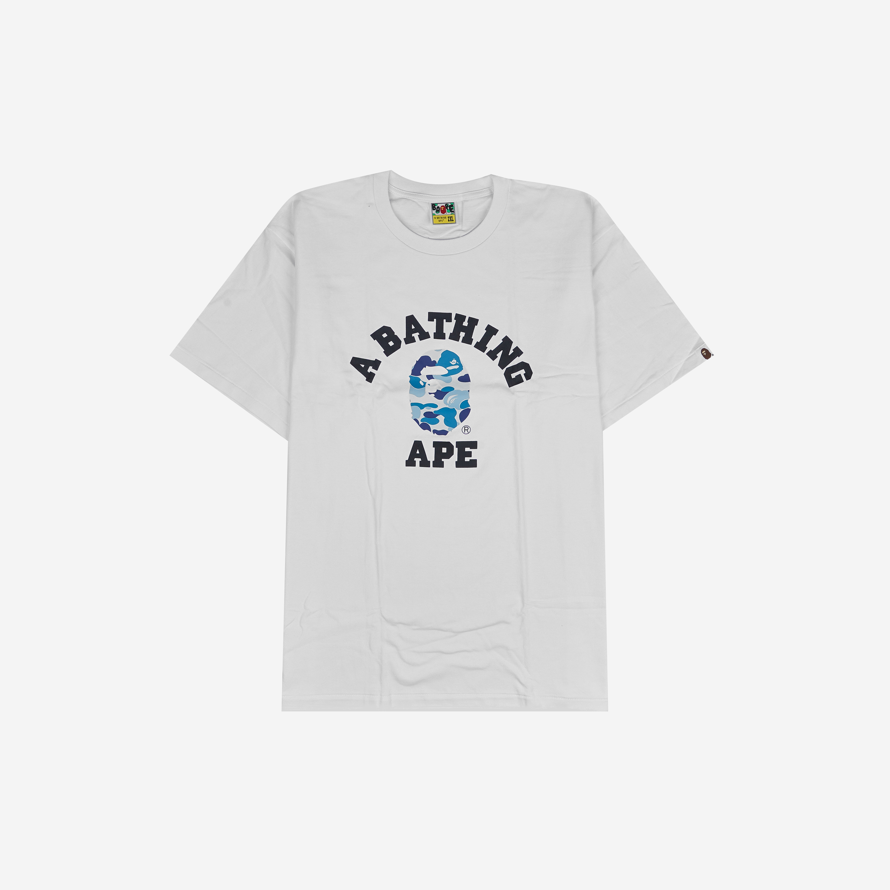 베이프 ABC 카모 컬리지 티셔츠 화이트 블루 | KREAM