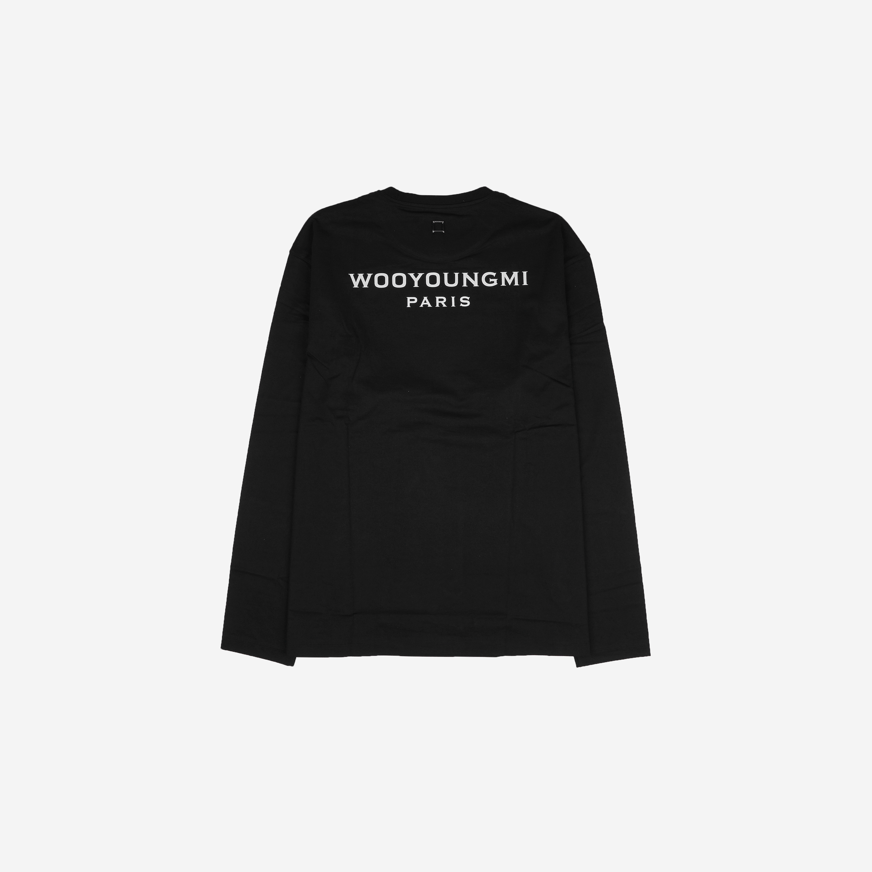 우영미 코튼 백로고 롱슬리브 티셔츠 블랙 - 23FW | KREAM