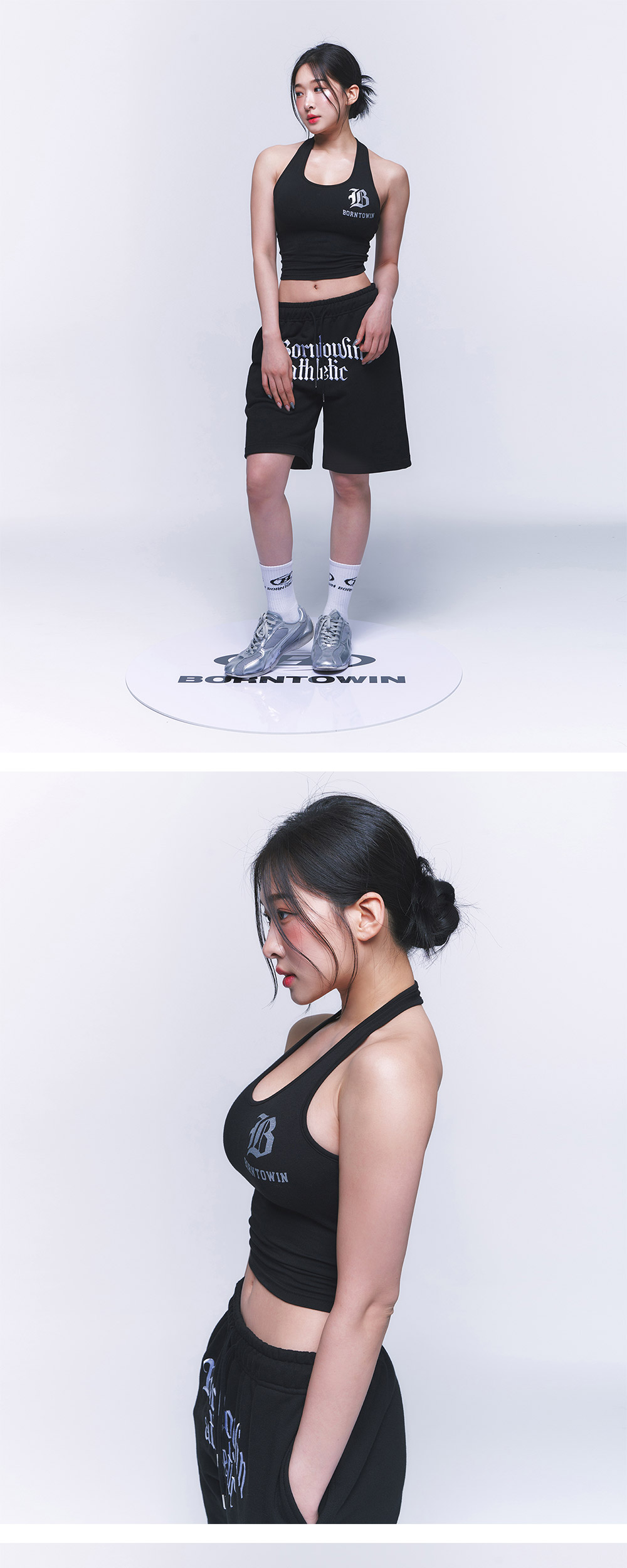 본투윈 심볼 B 홀터넥 슬리브리스 블랙 | BORN TO WIN | KREAM