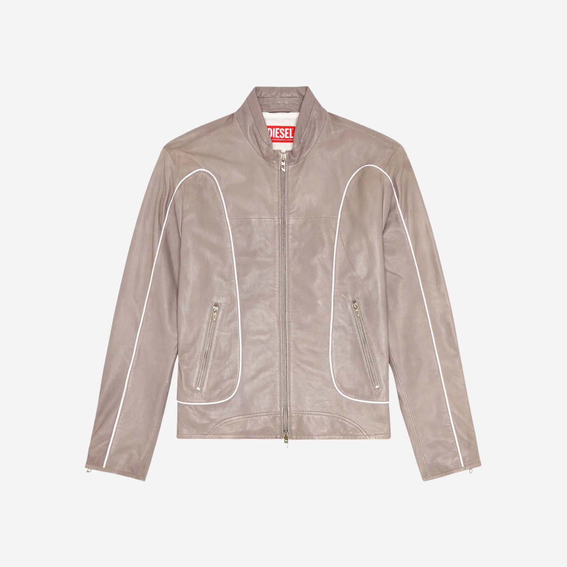 디젤 L-크릭스 파이핑 레더 바이커 자켓 라이트 그레이 | Diesel | KREAM
