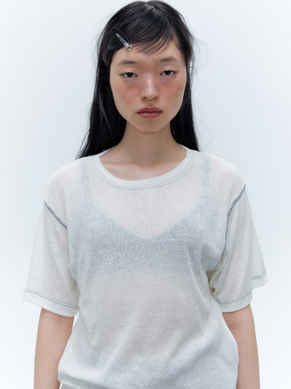 영오 시스루 루즈 핏 티셔츠 아이보리 | YOUNGOH | KREAM