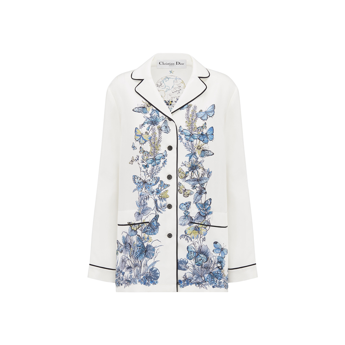 (W) 디올 셔츠 화이트 파스텔 미드나잇 블루 멕시코 실크 트윌 | Dior | KREAM