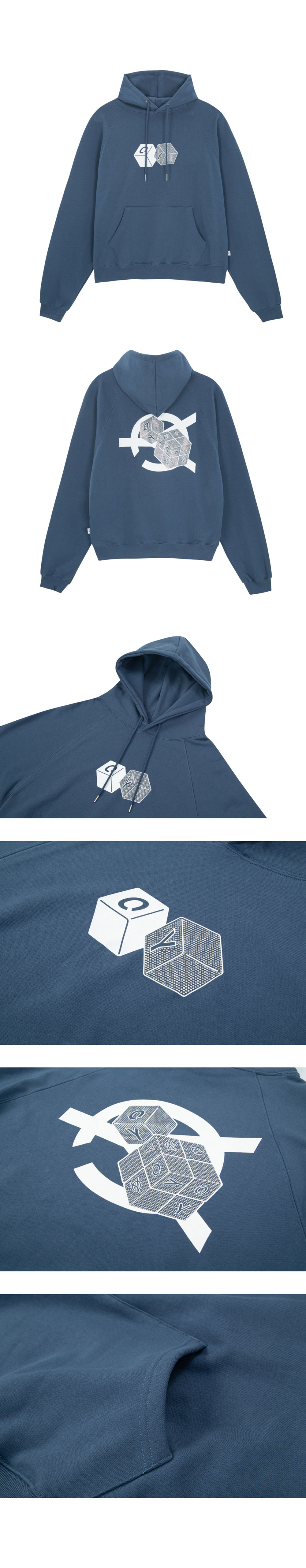 오와이 라인 스톤 큐브 로고 후드 미드나잇 블루 | OY | KREAM