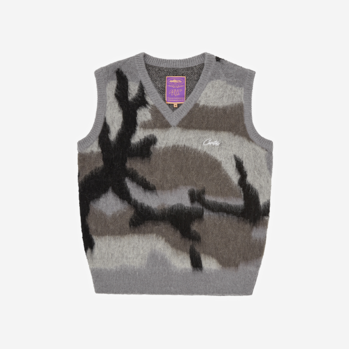코르테이즈 모헤어 니트 베스트 그레이 카모 | Corteiz | KREAM