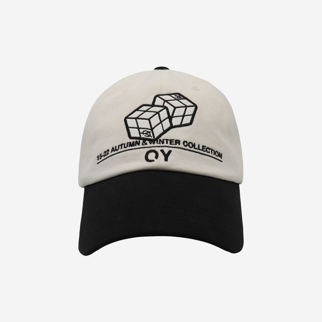 오와이 큐브 로고 캡 아이보리 블랙 | OY | KREAM