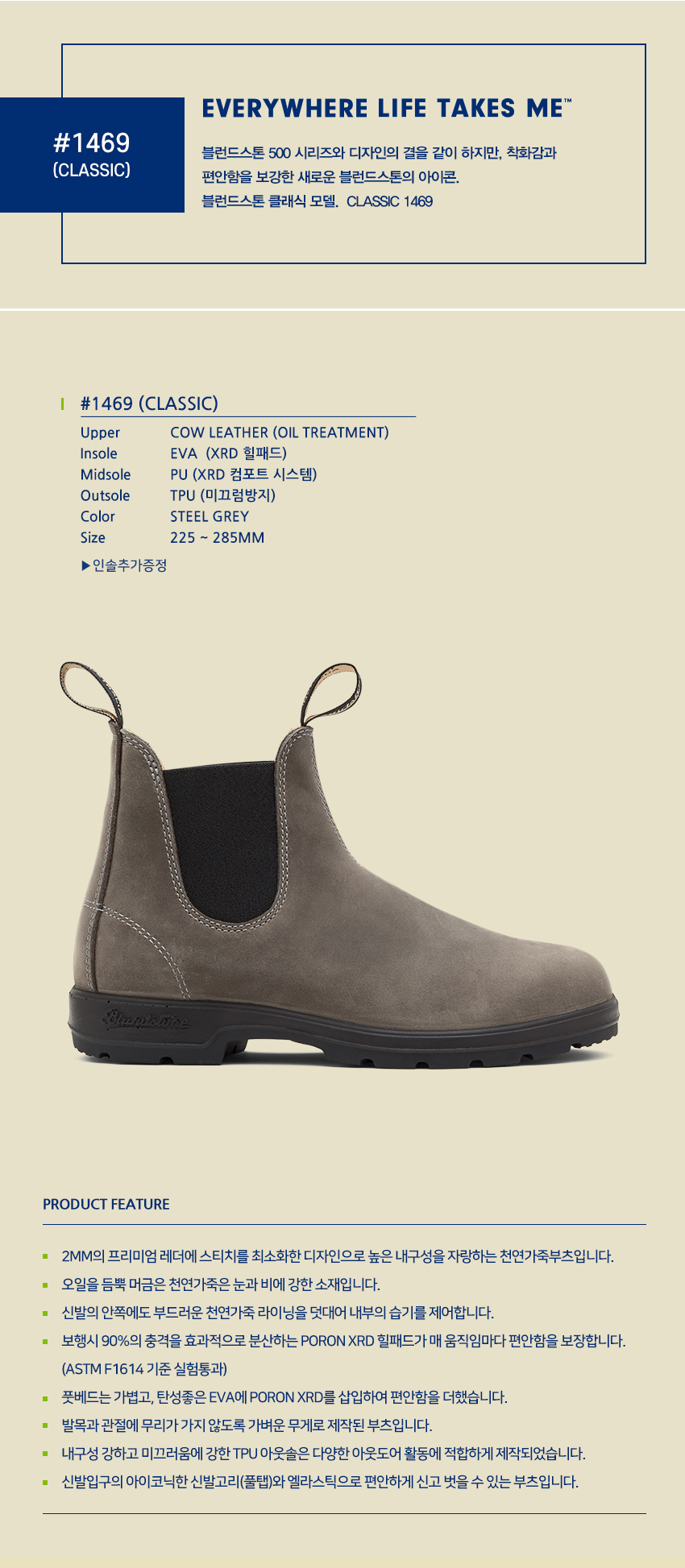 블런드스톤 클래식 1469 첼시 부츠 스틸 그레이 | BLUNDSTONE | KREAM