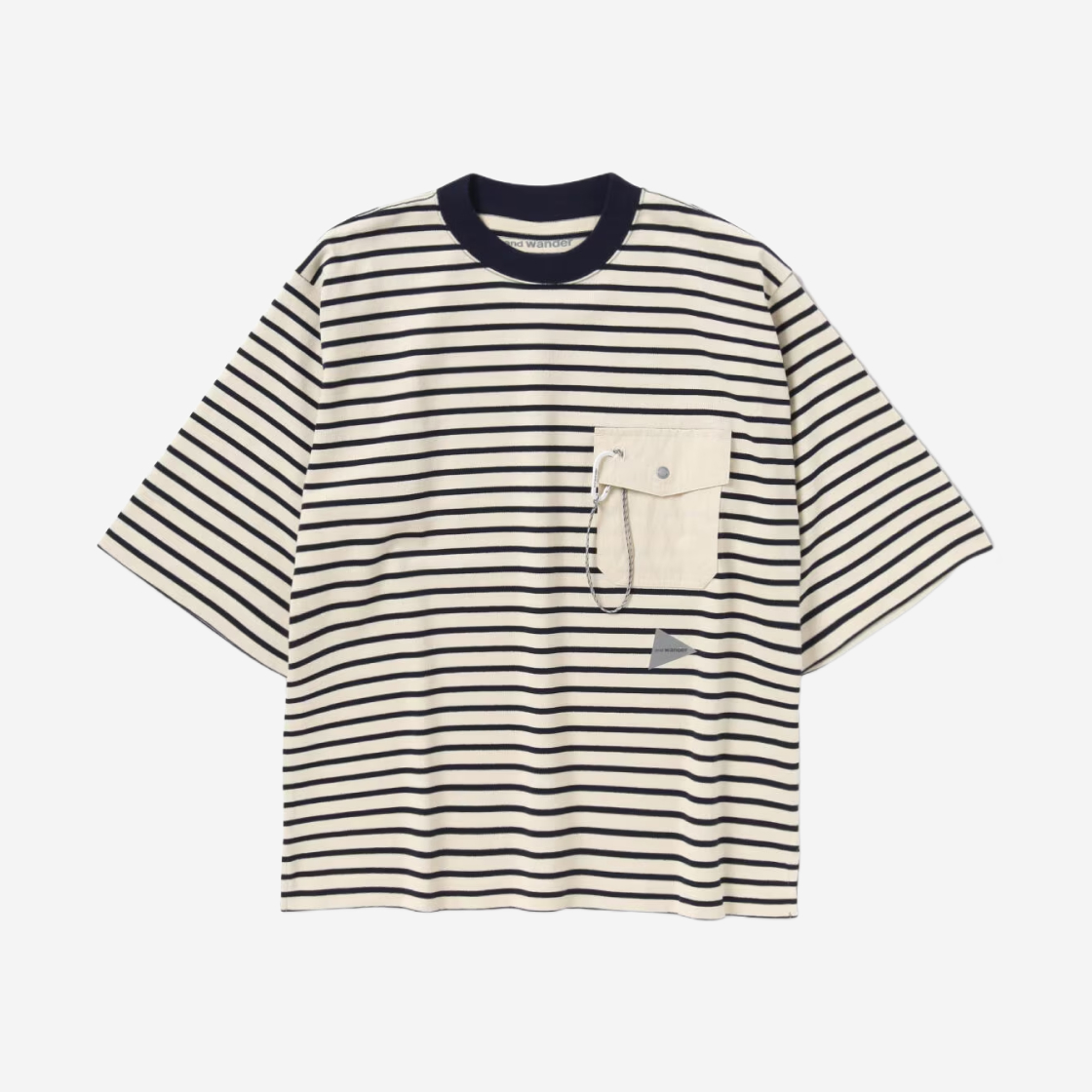 앤드원더 스트라이프 포켓 H/S 티셔츠 화이트 | And Wander | KREAM