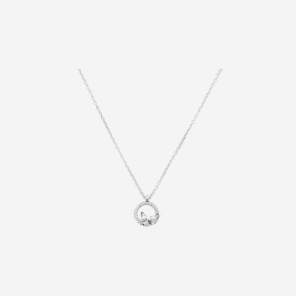 (W) 판도라 스파클링 허바리움 서클 & 클러스터 펜던트 네클리스 스털링 실버 클리어 | Pandora | KREAM