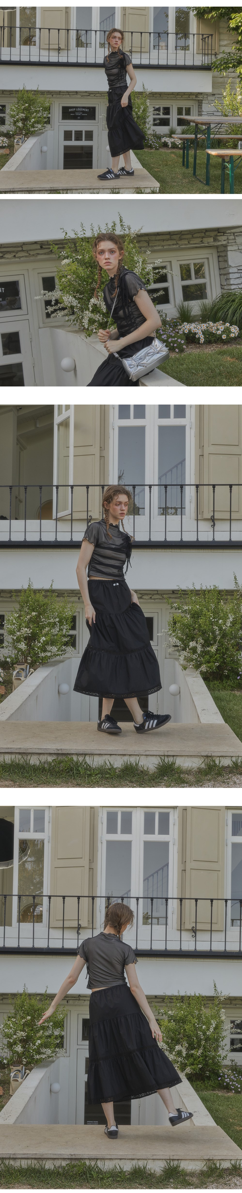 레터리 캉캉 레이스 스커트 블랙 | LETERIE | KREAM