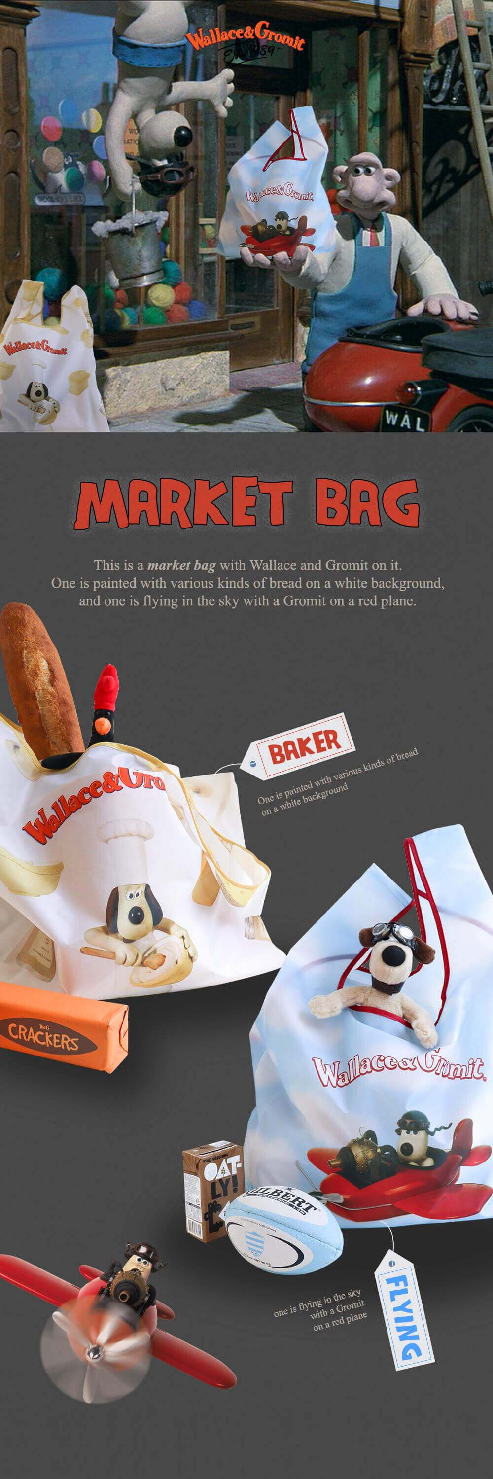 월레스와 그로밋 마켓백 플라잉 | Wallace & Gromit | KREAM