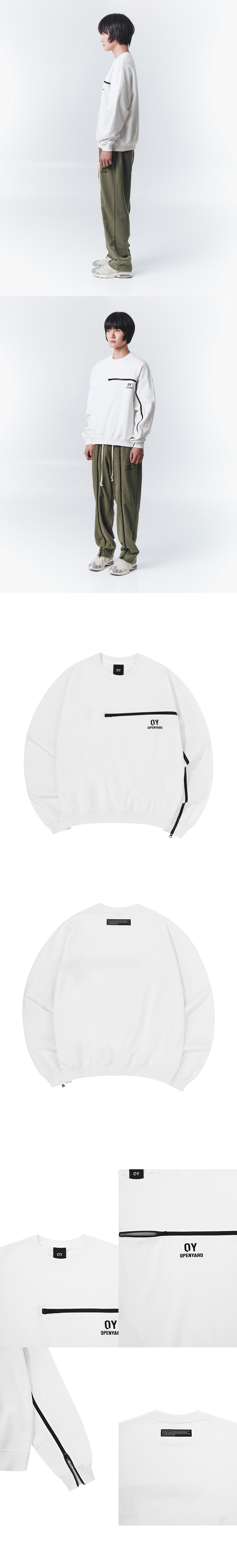 오와이 지퍼 로고 스웨트셔츠 화이트 | OY | KREAM