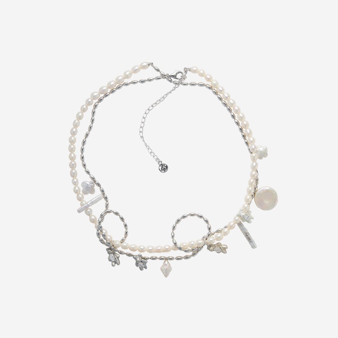 위민 미니 펄레센트 베어 멀티 레이어드 네클리스 화이트 - 24FW | Yvmin | KREAM