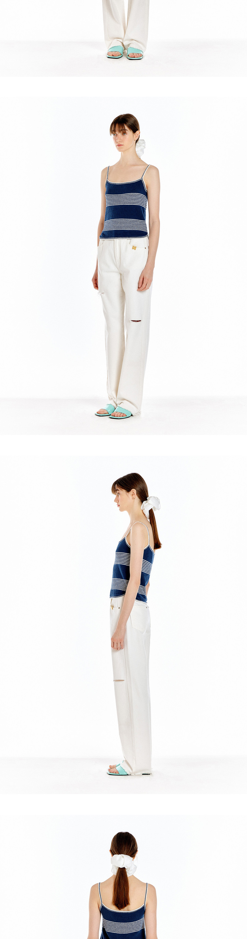 잉크 유젯 스트라이프 니트 탑 네이비/아이보리 | EENK | KREAM