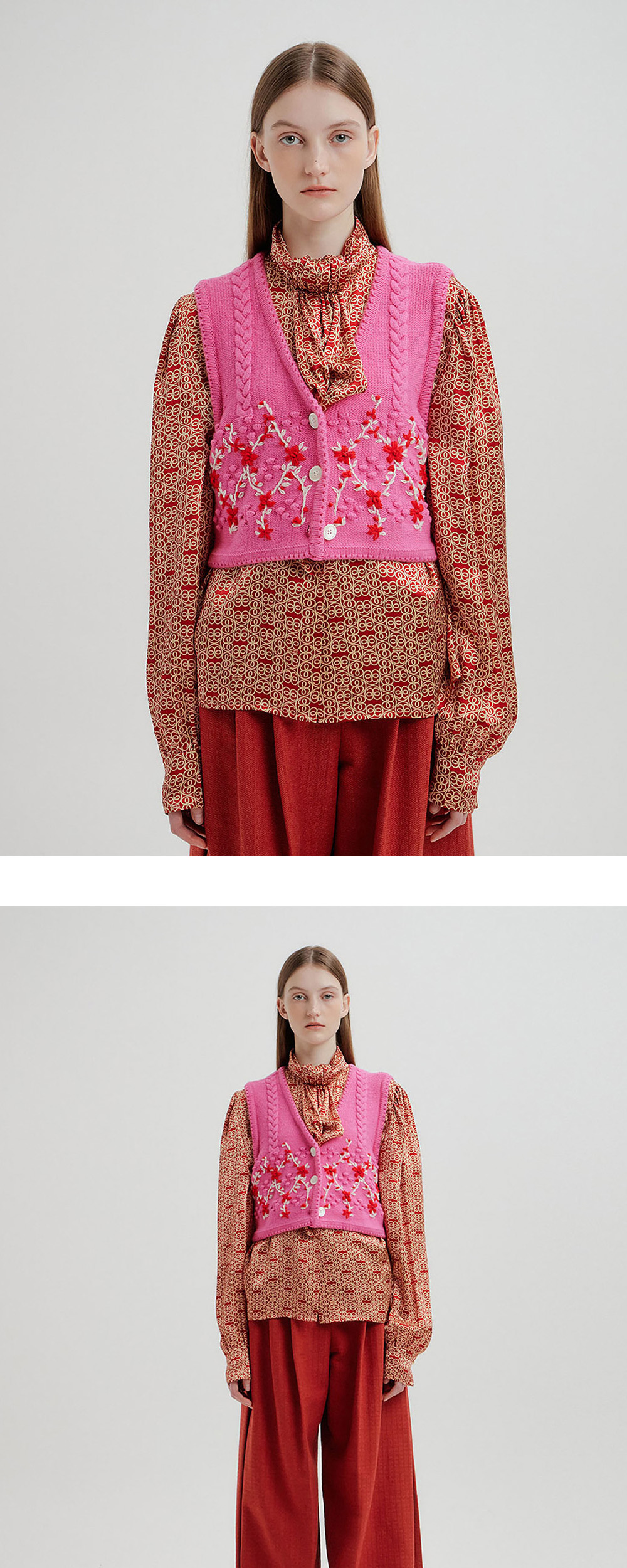 잉크 티타 쇼츠 니트 베스트 핑크 | EENK | KREAM