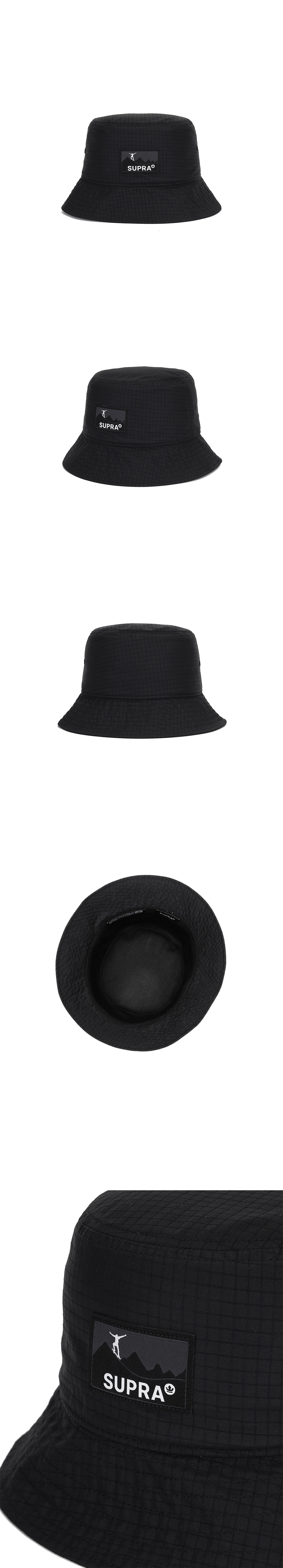 수프라 마운틴 SB 그래픽 라벨 포인트 버킷햇 블랙 | Supra | KREAM