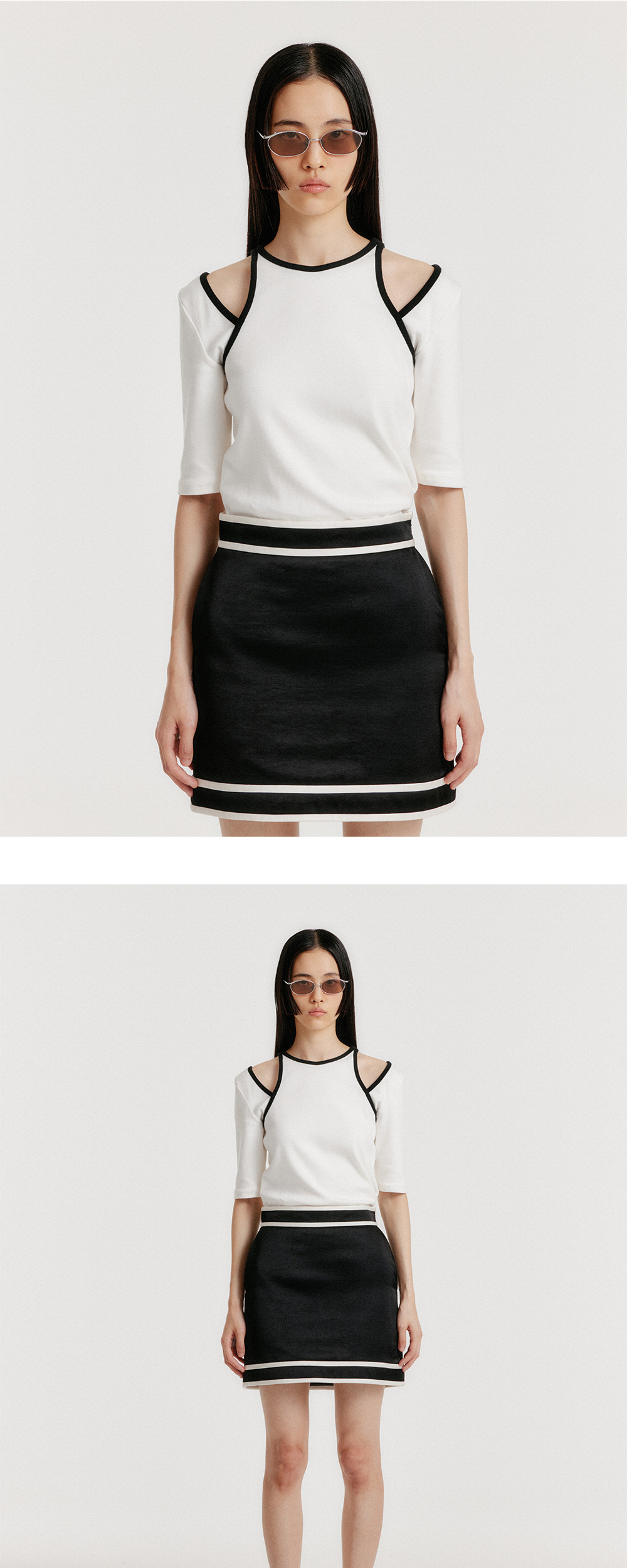 잉크 유엘 하프 슬리브 컷아웃 탑 화이트 | EENK | KREAM