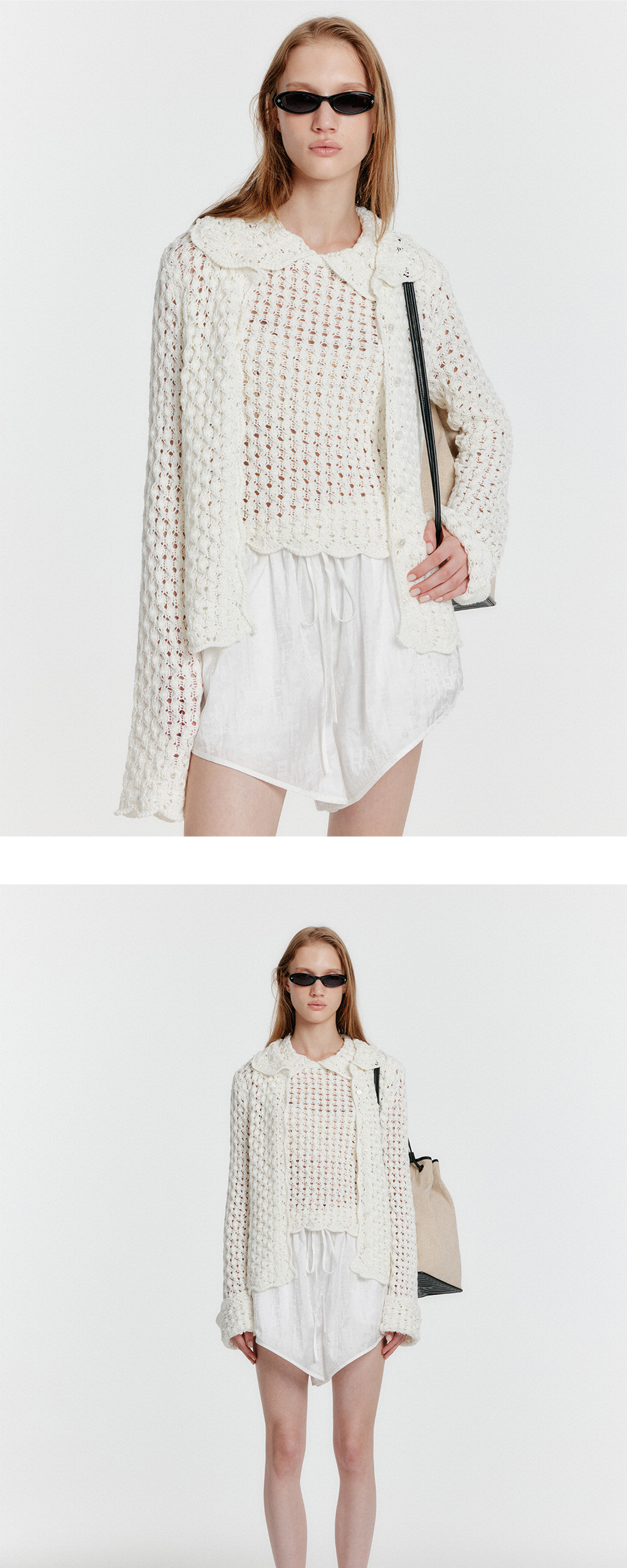 잉크 옐츠 케이블 니트 컬러드 카디건 아이보리 | EENK | KREAM