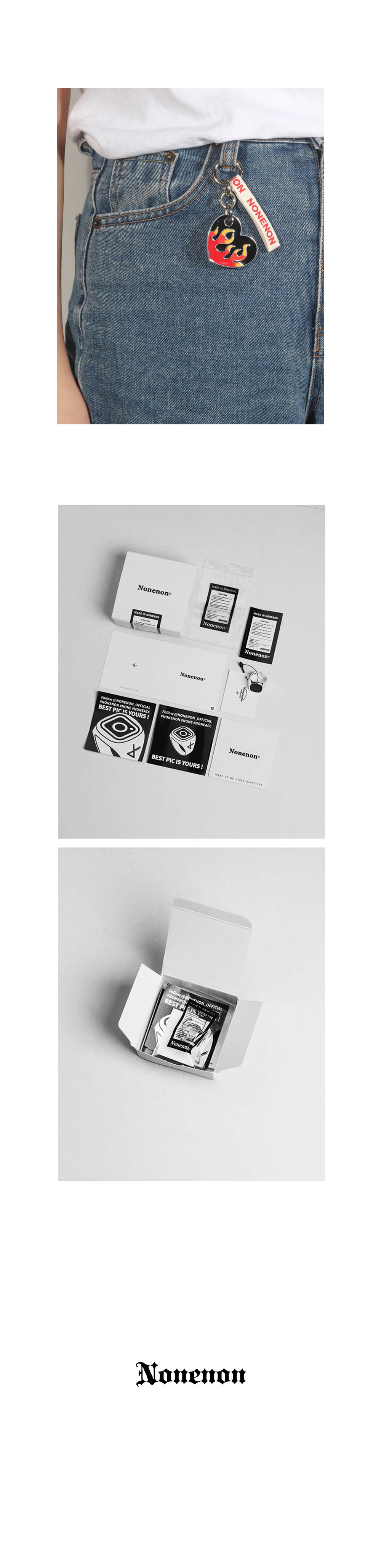 논논 플레임 러브 키링 레드 롱 | Nonenon | KREAM