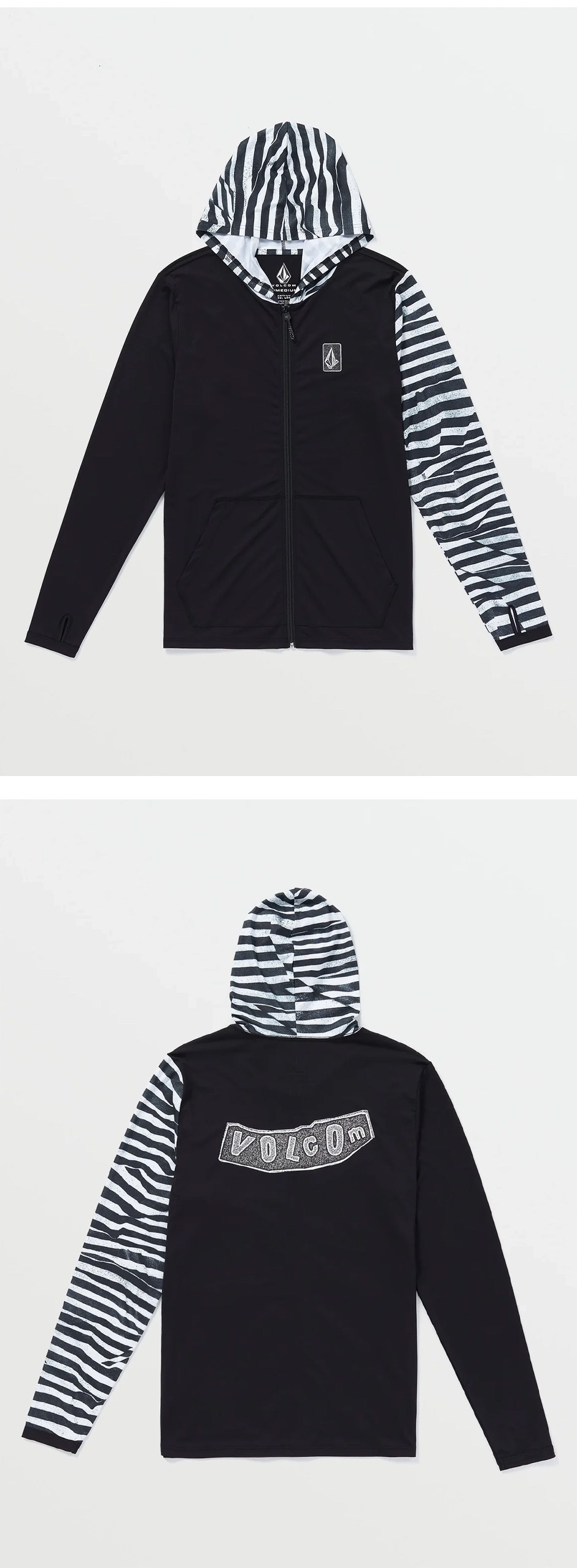 볼컴 램프 스톤 롱 슬리브 후드 래쉬가드 블랙 | VOLCOM | KREAM