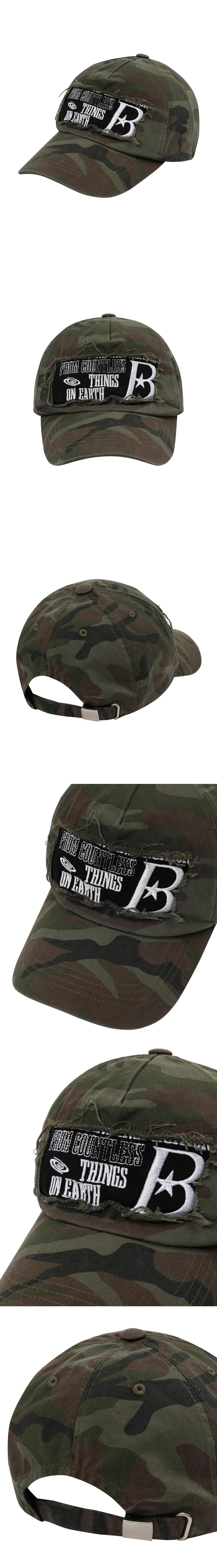 바우프 B 로고 데미지 볼캡 카모 | BAUF | KREAM