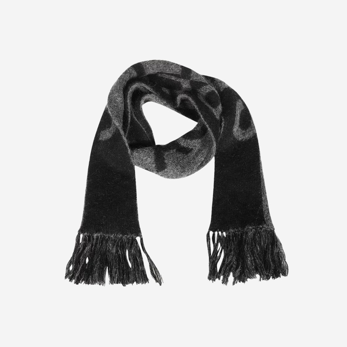 생로랑 로고 디테일 프린지 엣지 스카프 블랙 그레이 | Saint Laurent | KREAM