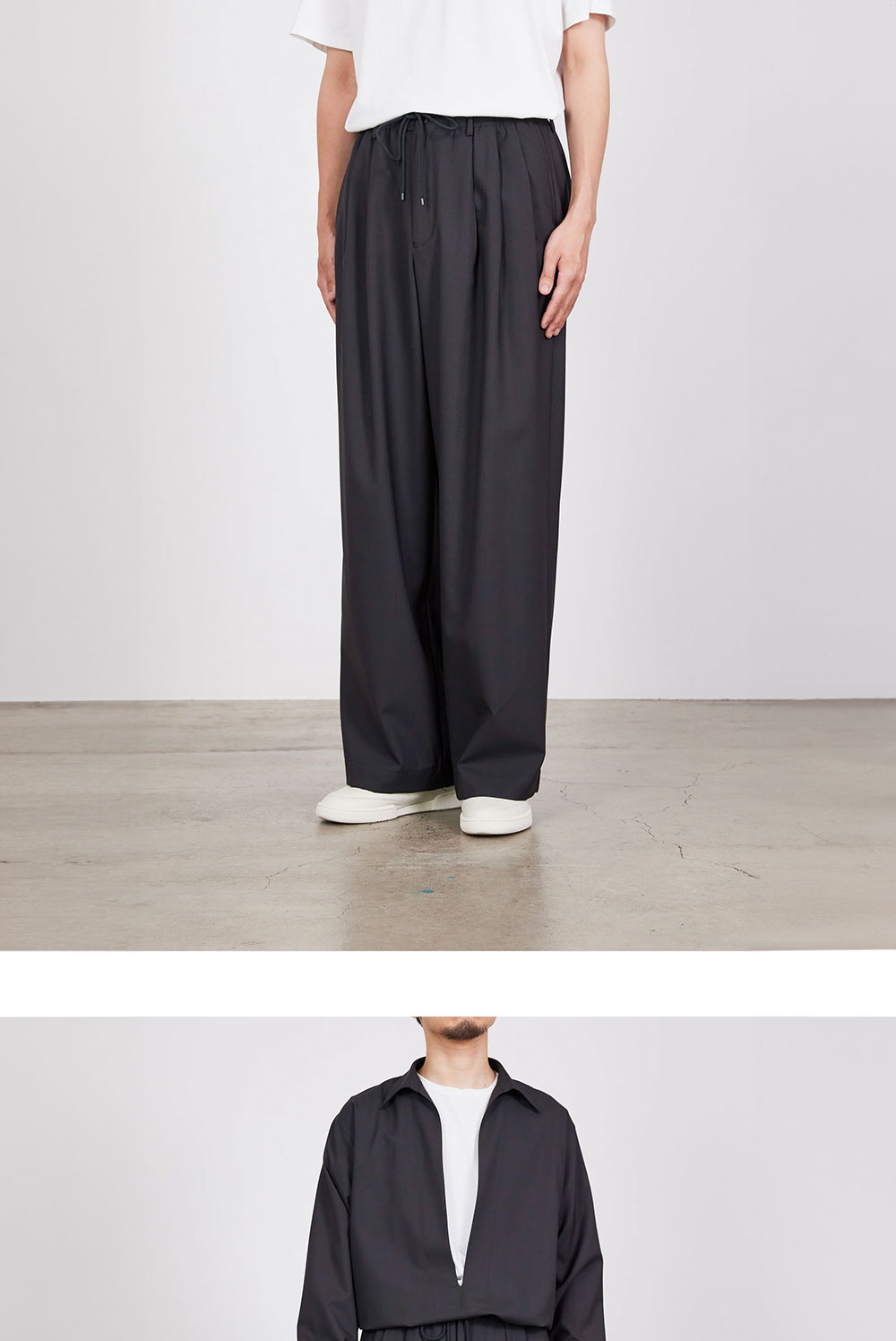 마카웨어 트리플 플리츠 이지 트라우저 차콜 | Markaware | KREAM