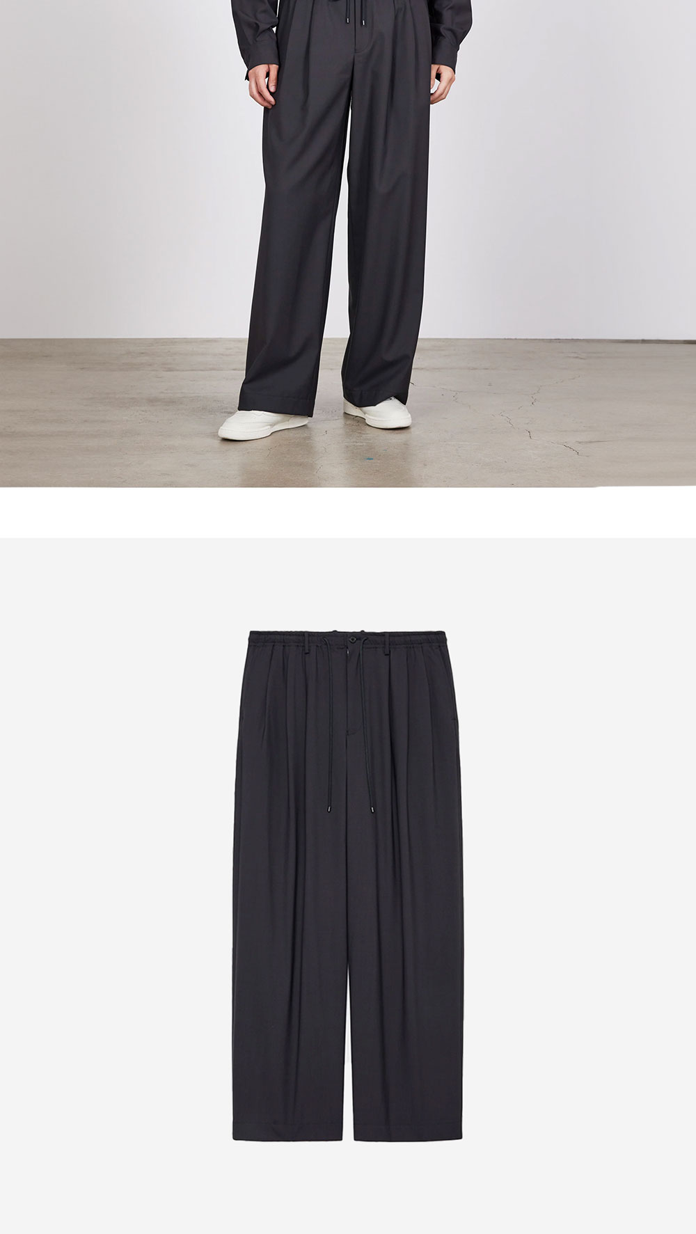 마카웨어 트리플 플리츠 이지 트라우저 차콜 | Markaware | KREAM