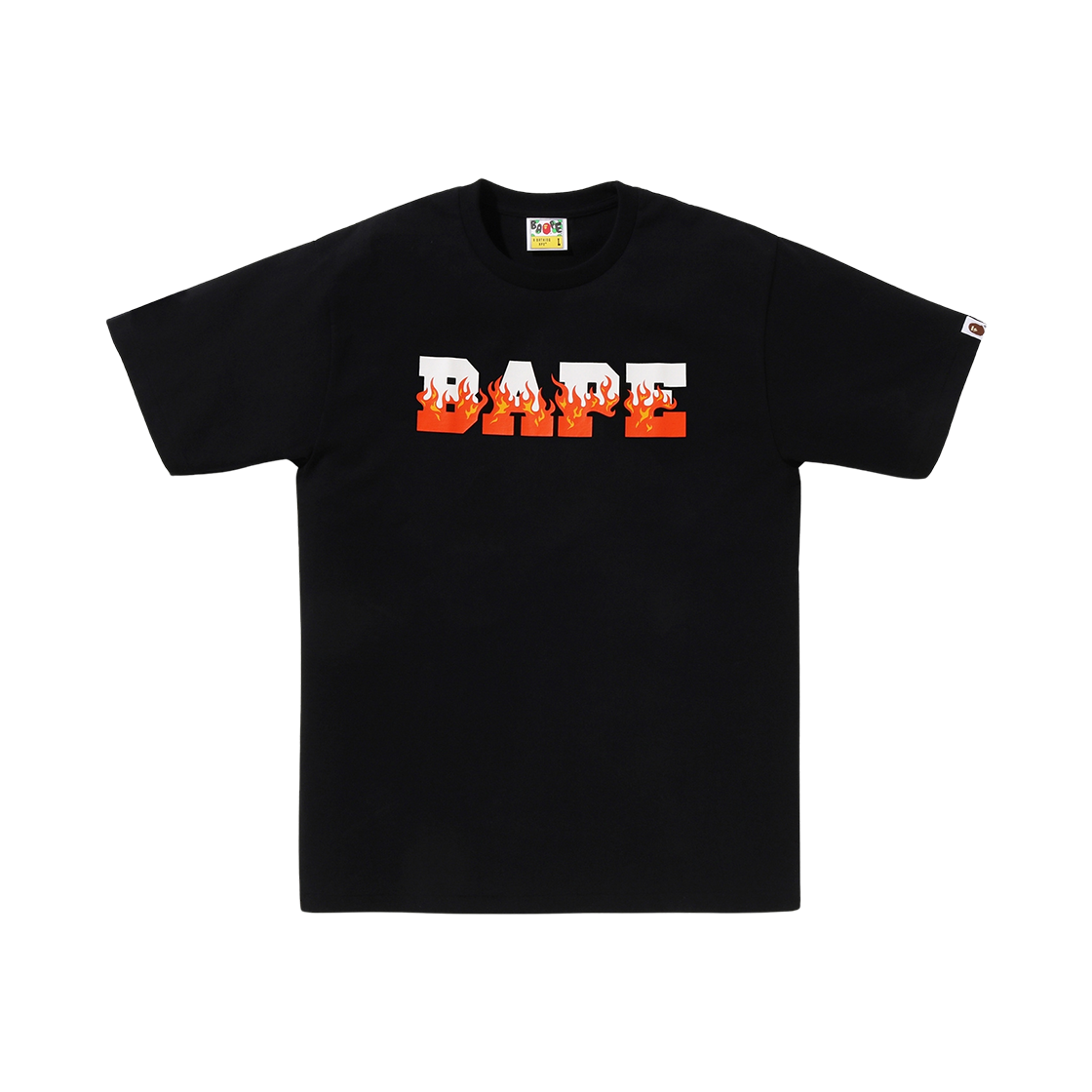 베이프 플레임 베이프 로고 티셔츠 블랙 레드 | BAPE | KREAM