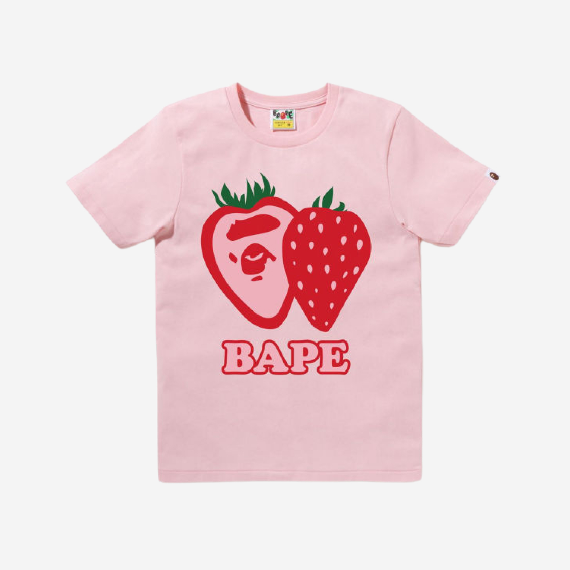 (W) 베이프 스트로베리 티셔츠 페일 핑크 | BAPE | KREAM