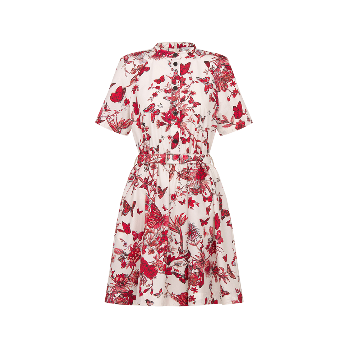 (W) 디올 벨트 셔츠 드레스 화이트 실크 포플린 레드 멕시코 모티프 | Dior | KREAM