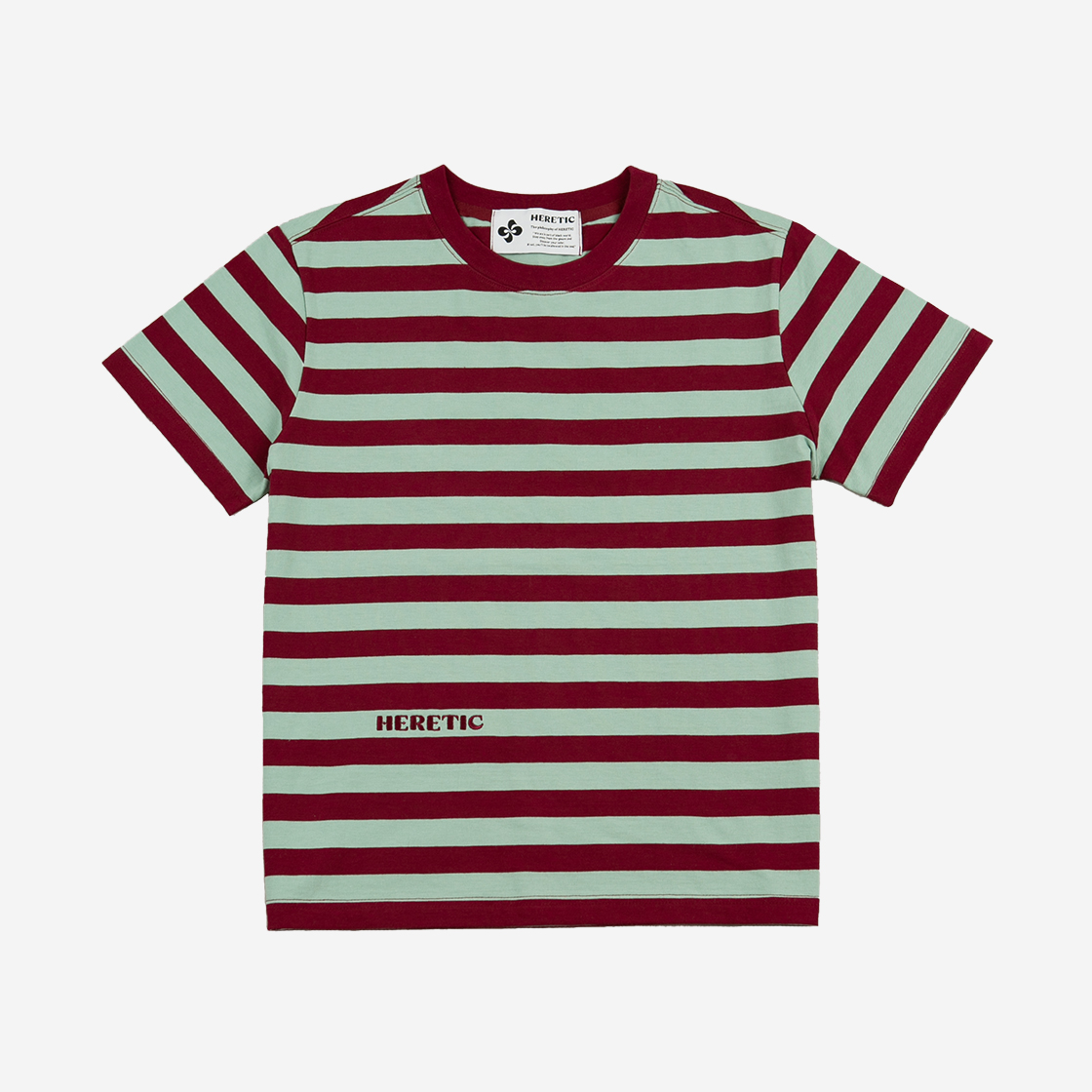 헤레틱 스트라이프 티셔츠 와인 | HERETIC | KREAM