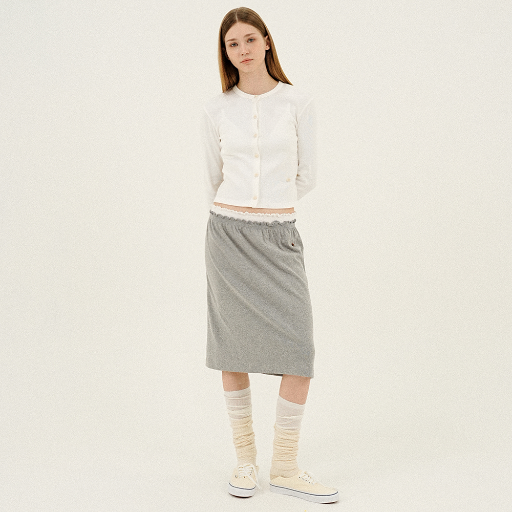 엘엘엘 디자인 스튜디오 스모크 플리티드 저지 스커트 헤더 그레이 | LLLDESIGNSTUDIO | KREAM