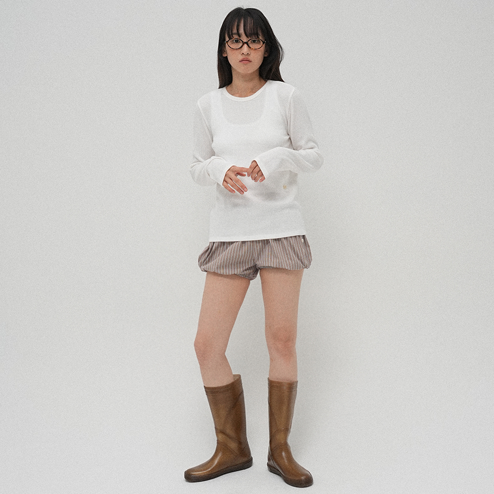 엘엘엘 디자인 스튜디오 스트라이프 펌킨 블루머 브라운 | LLLDESIGNSTUDIO | KREAM